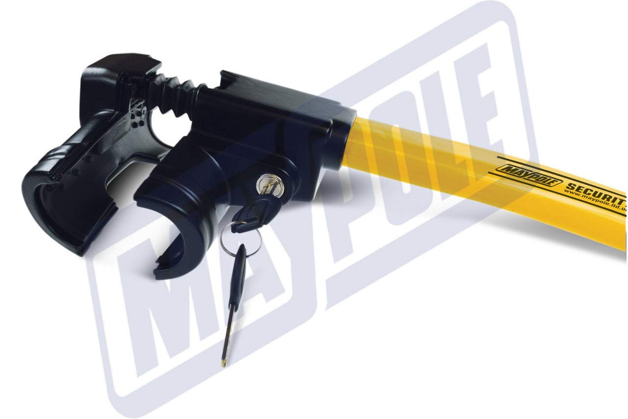 Maypole Over Dashboard Steering Wheel Lock Universal Antitheft Locking Device Cars Vans, Yellow/Black