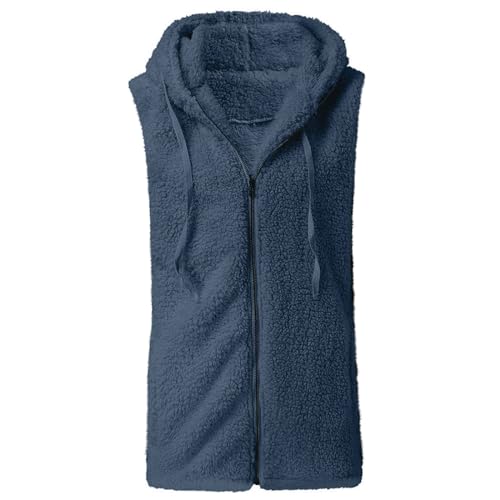 KSODFNXH Women Coat Trendy Casual Zip Up Sleeveless Hoodies Fall Comfy Solid Color Loose Drawstring Sweatshirts