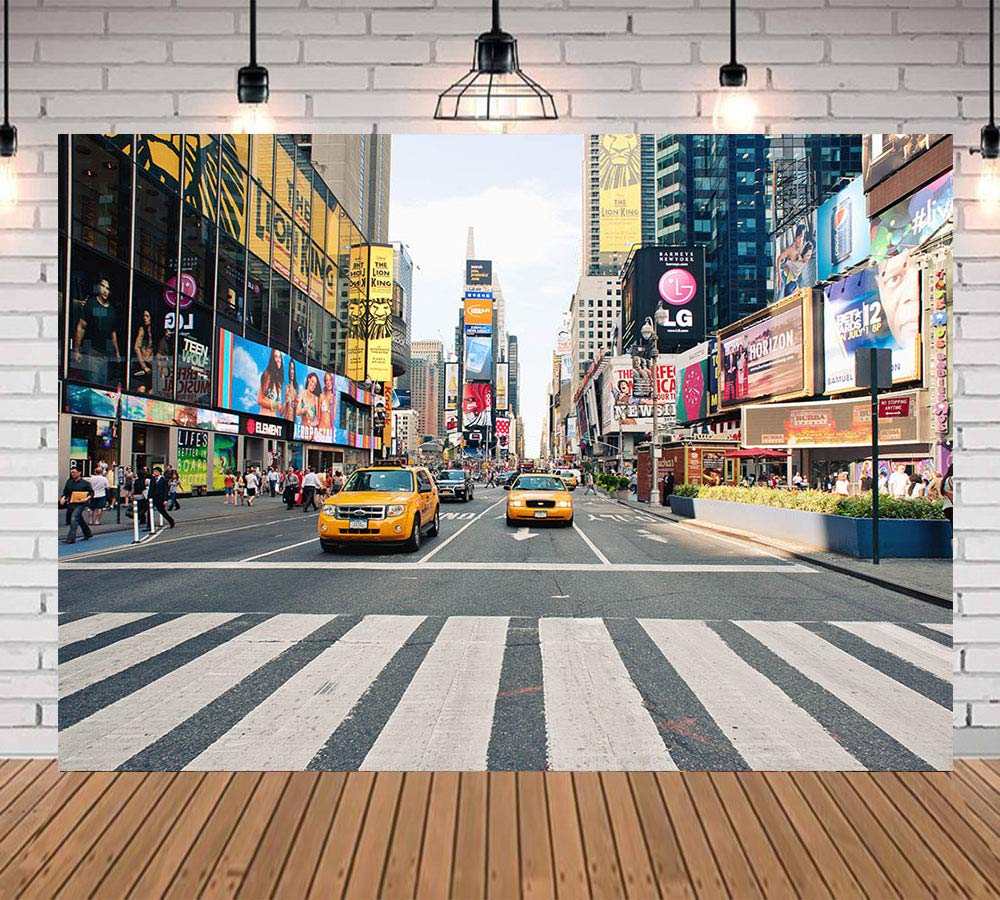 NYC Time Square Buildings Photo Backdrops Taxi New York Fashion Street Party Photography Background Adult Portrait Studio Booth Props Banner 7x5ft