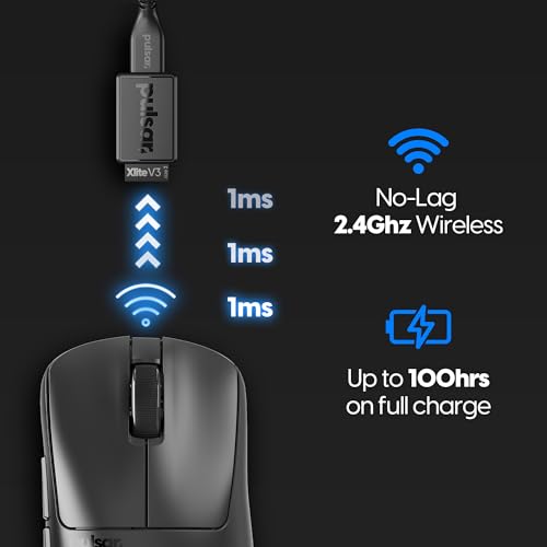 Pulsar Gaming Gears - Xlite V2 Wireless Gaming Mouse, Ultra Lightweight, 2.1 oz (59 g), Ergonomic 2.4 Ghz 1 ms 20000 DPI Optical Sensor PAW3370 Domestic Genuine Product (Medium, Wireless, White)
