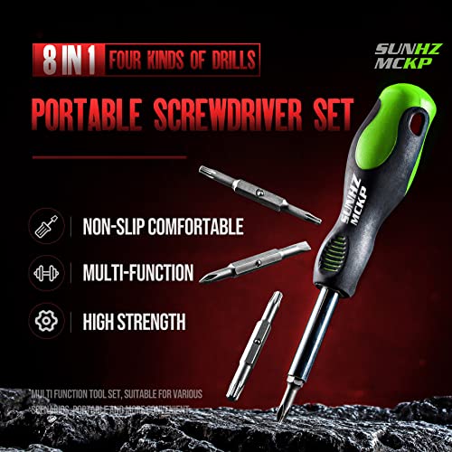 SUNHZMCKP 8 in 1 Screwdriver, Portable multi-purpose screwdriver set,High-Strength Bits, Phillips, Slotted, Torx,Suitable for outdoor and daily repair tools,The best tool gift