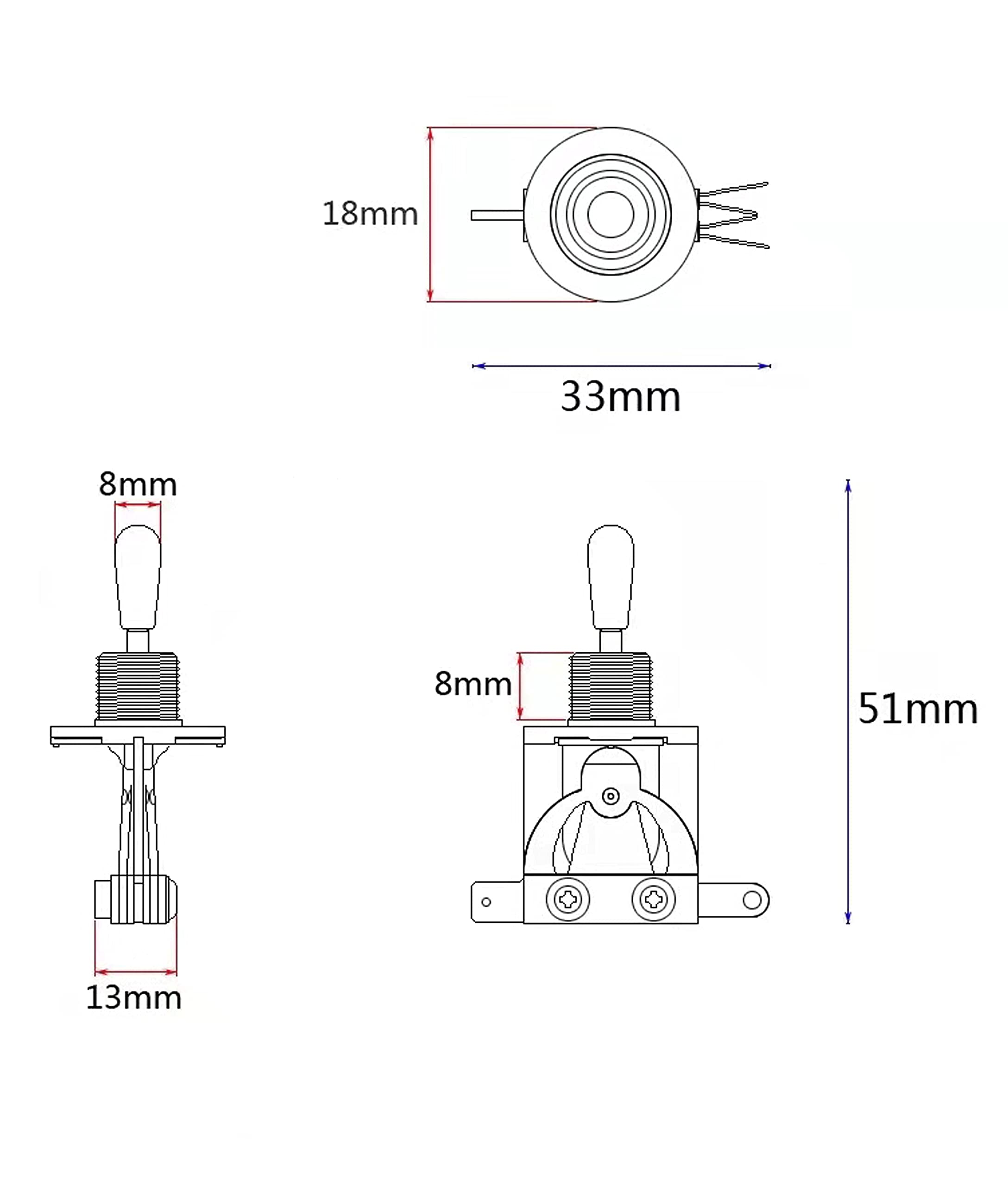 NC AYUBOUSAGibon Les Paul Guitar Toggle Switch 3 way Pickup Selector for Electric Guitar Cream Tip