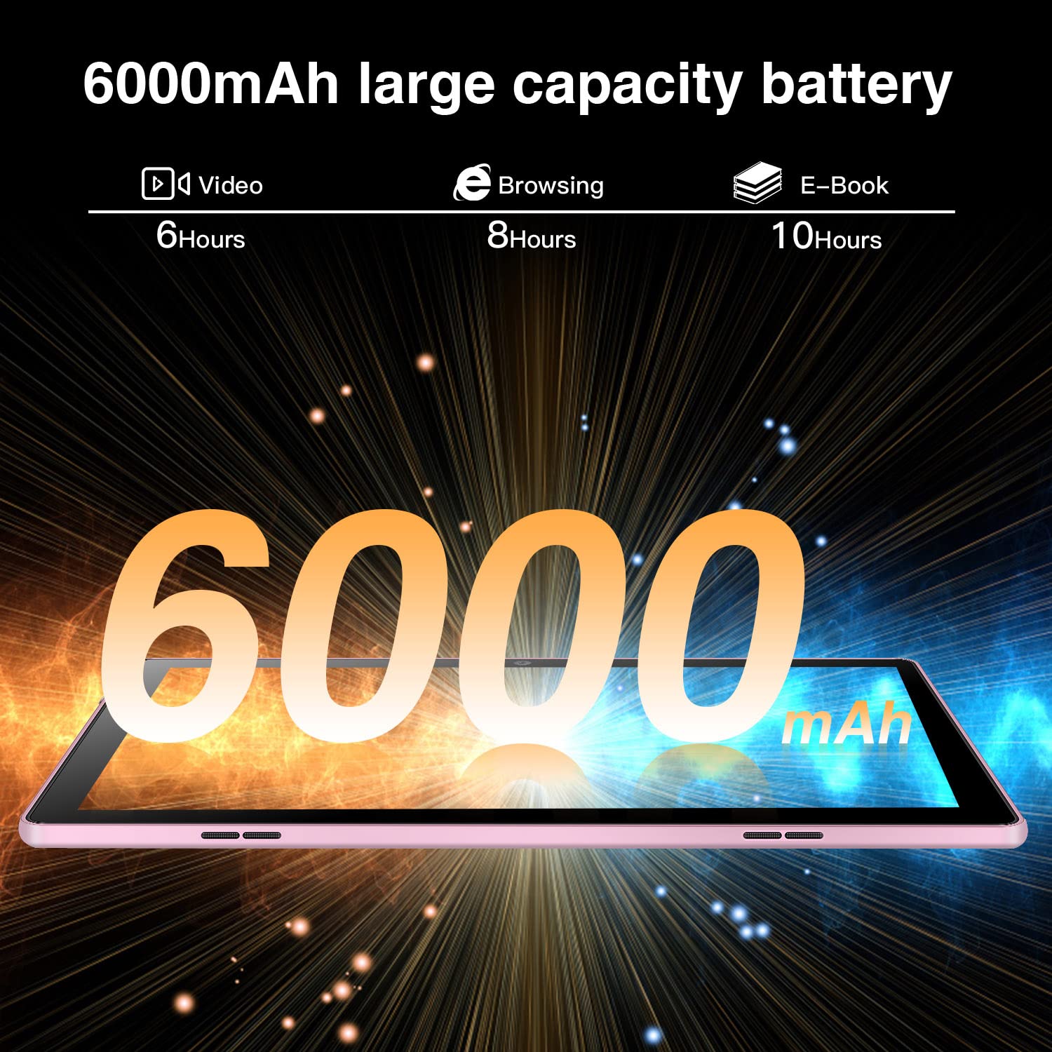 Tablet with Keyboard 10 Inch Android 11 Go - 64 GB ROM | 256GB Scalable - 10" IPS HD Display, 6000mAh Long Battery Life Tablets GMS Certified | 2MP+5MP Camera WiFi FM Bluetooth (Pink)