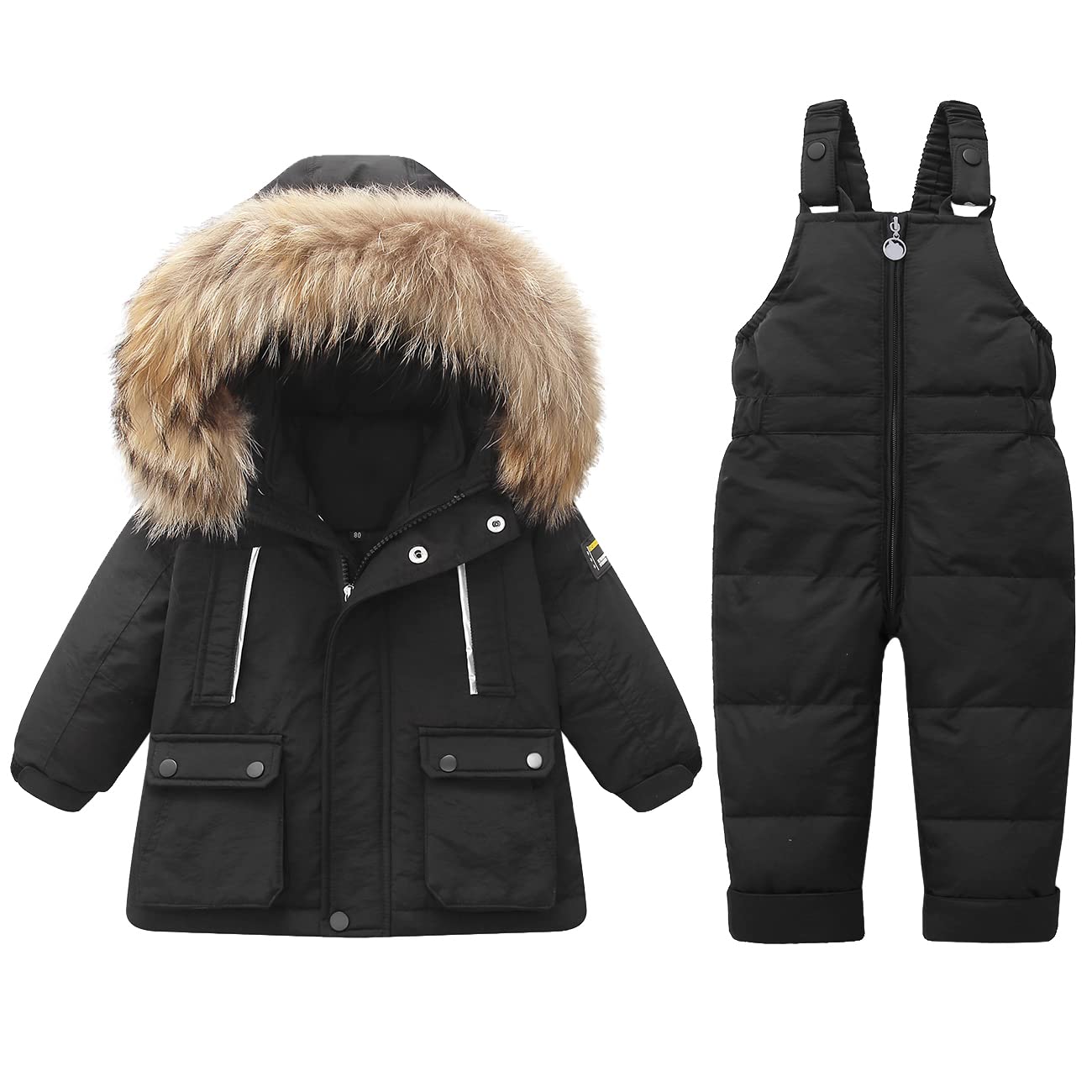 Toddler Snowsuit Baby Winter Clothes Coats Boy Snow Pants and Jackets Bib 1-2T