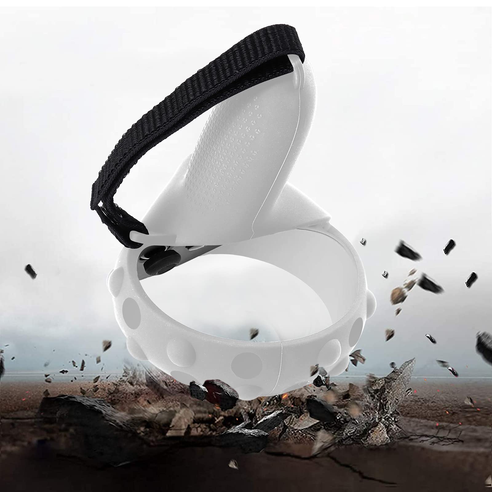 NANW Touch Controller Grip Cover Compatible with Oculus Quest 2, Handle Elastic Knuckle Silicone Straps Protective Skin Case Anti-Throw Handle Protective Sleeve for Quest 2-White