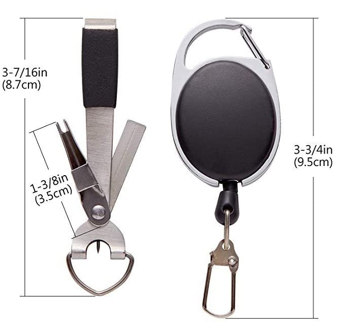 Pro Fast Hook Nail Knotter Lines Nipper Scissors Hook Sharpener with Retractor Fly Fishing Quick Knot Tool