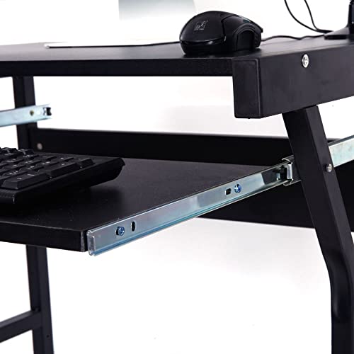XBWEI Mobile Four-Wheel Computer Desk Black