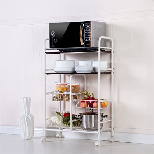 ZLXDP Cannes Double Row Metal Mesh Basket Cart Storage Shelf Rack Multi-Functional Kitchen Cabinet Coffee