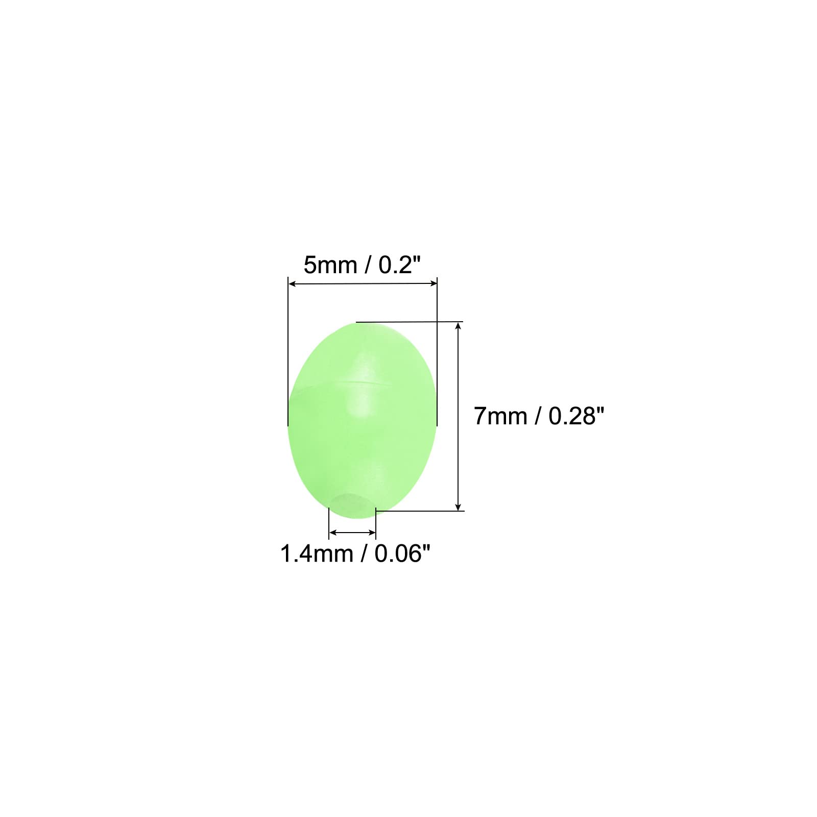 PATIKIL 4x3mm Luminous Fishing Beads, 200 Pieces Plastic Glow Fishing Bait Eggs Rig Bead Tackle Tool Oval, Green