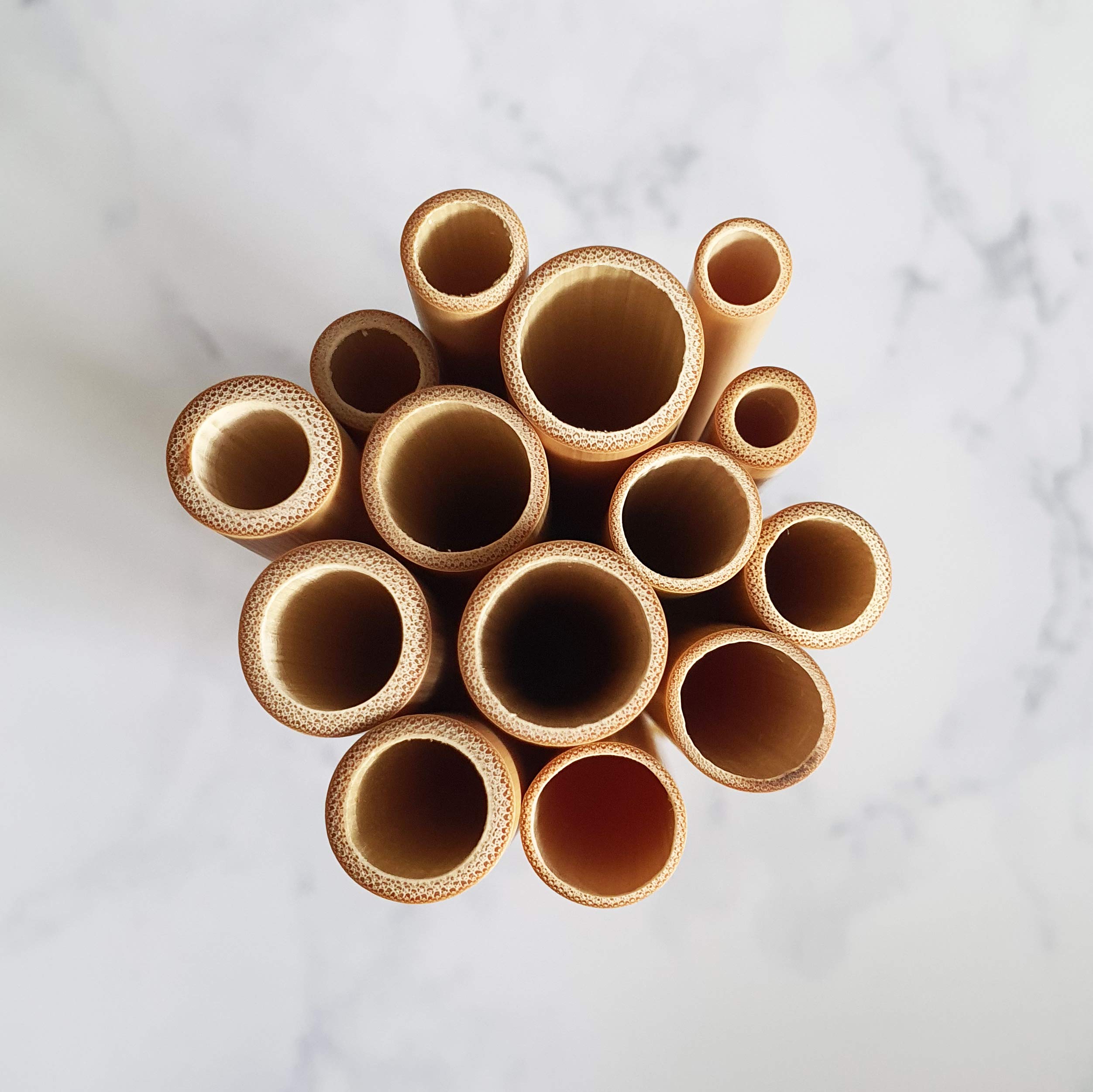 Rainforest Bowls Set of 4 Reusable Boba Bamboo Straws - 8 Inch - Perfect for Milkshake, Milk Teas, Juice, Smoothies - 100% Natural, Hand Carved by Artisans, Eco-Friendly & Sustainable