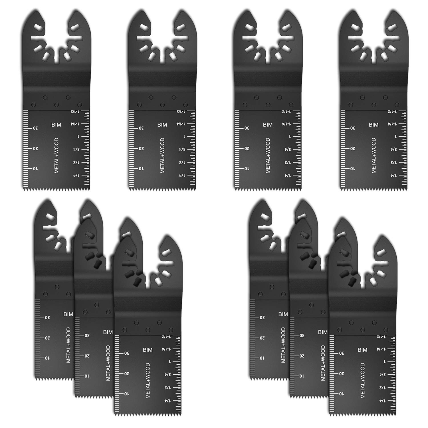 Littlegrass 10pcs Professional Bi-Metal Oscillating Saw Blades Universal Quick Release Multitool Tool Blade for Bosch Craftsman Dewalt Fein Multimaster TCH Makita Milwaukee, Black