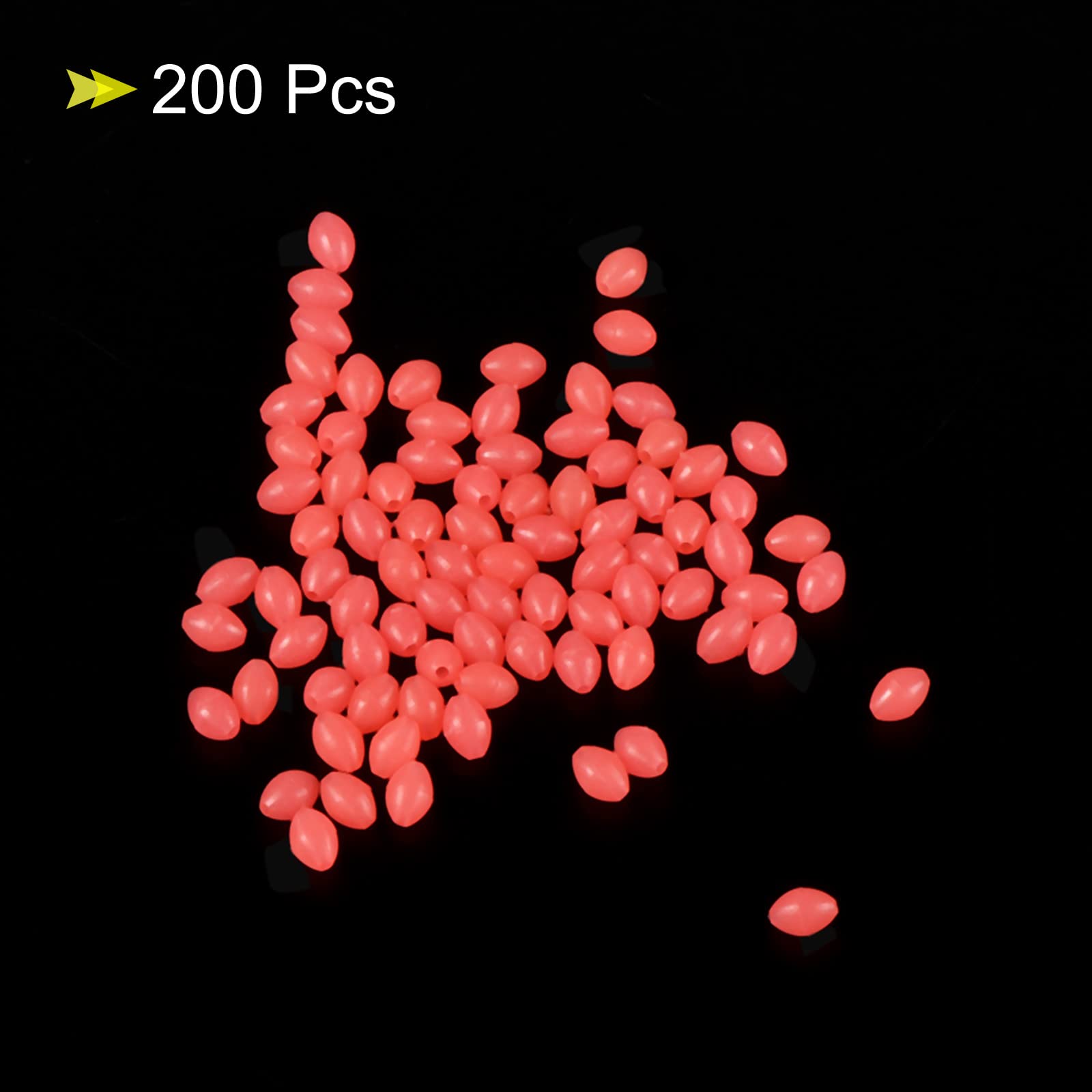 PATIKIL 5x4mm Luminous Fishing Beads, 200 Pieces Plastic Glow Fishing Bait Eggs Rig Bead Tackle Tool Oval, Red