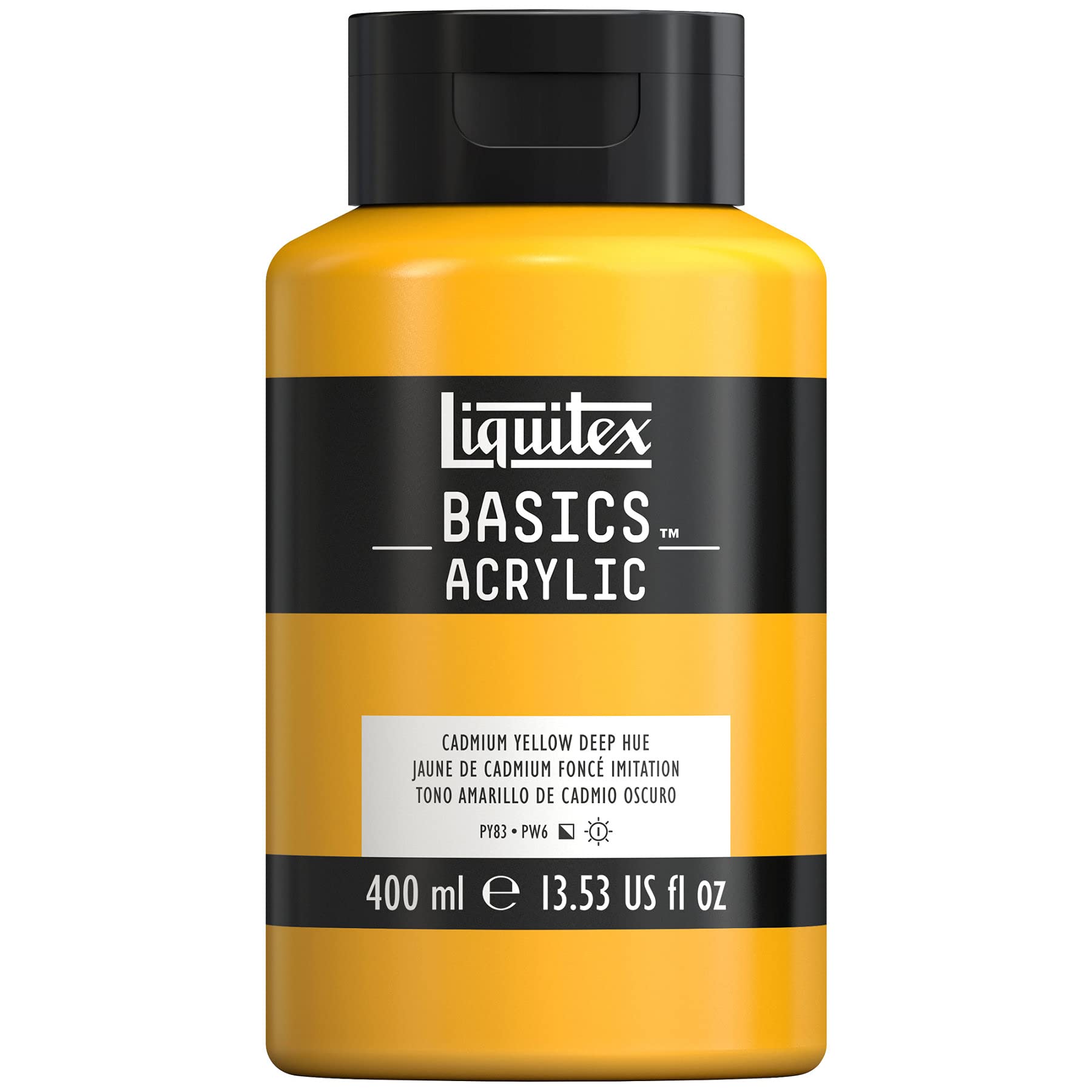 Liquitex BASICS Acrylic Paint, 400ml (13.5-oz) Bottle, Cadmium Yellow Deep Hue