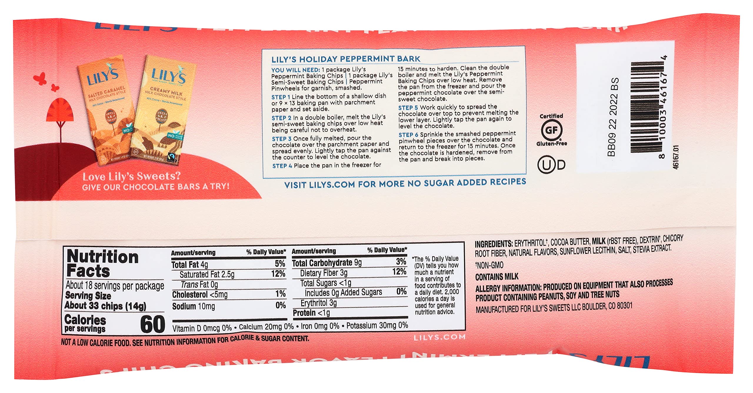 Lilys Chocolate Peppermint Flavor Baking Chips, 9 OZ