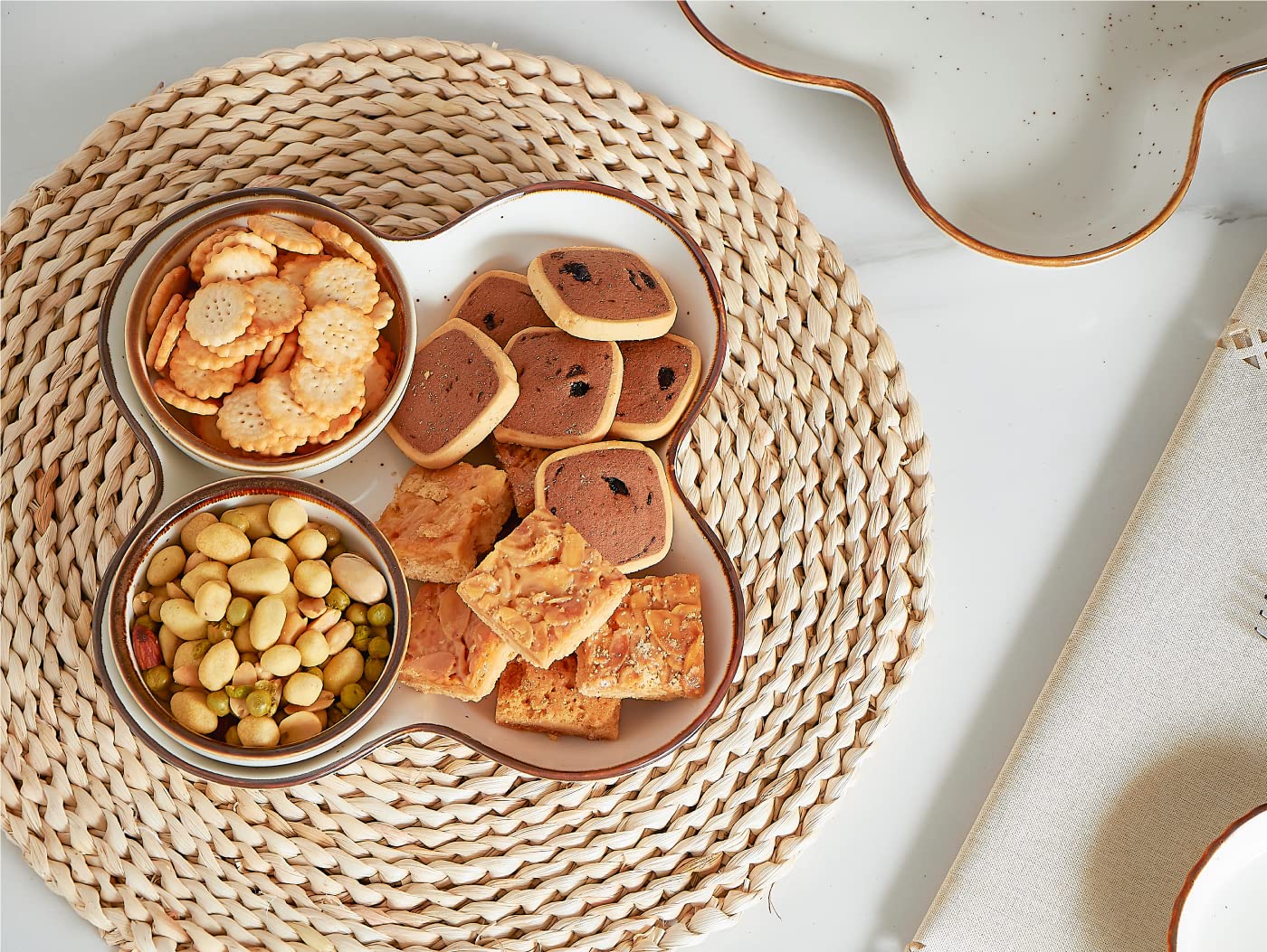 ONEMORE Chip and Dip Serving Set, Olive Tray Bundle