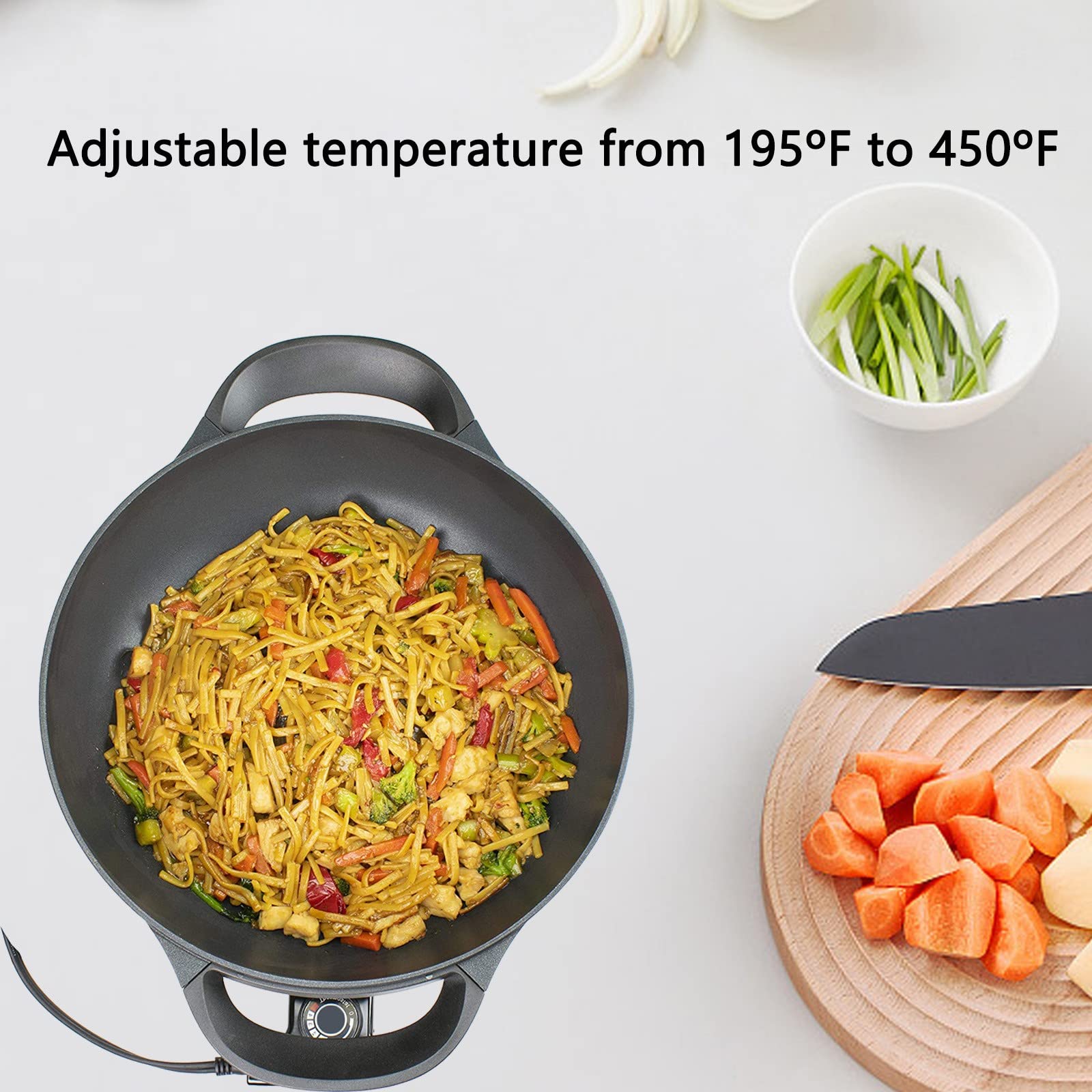 Nonstick Electric Skillet - with Vented Glass Lid (13-In, 6Qt)
