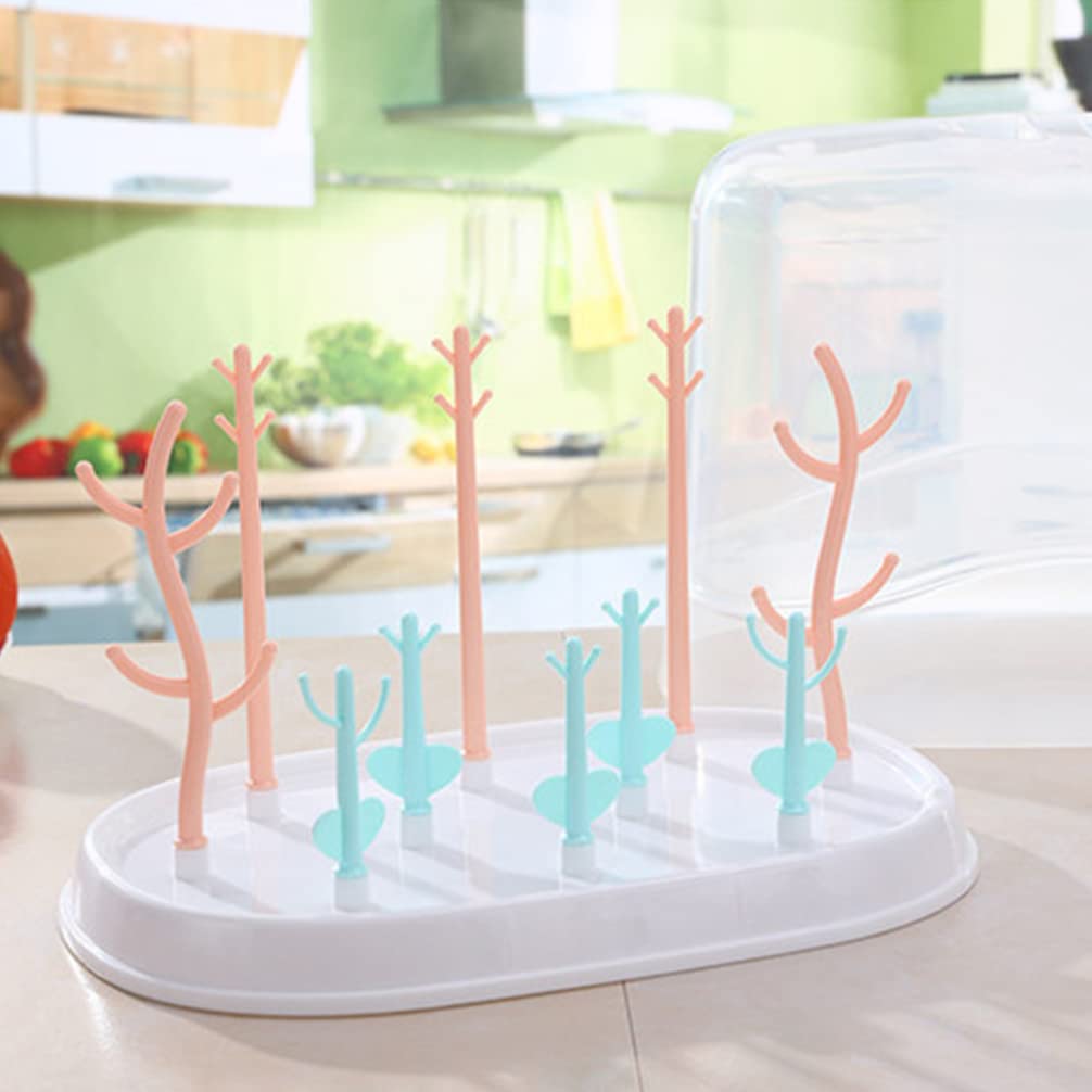 Toddmomy Baby Bottle Drying Rack with Lid Cover Baby Bottle Storage Box Sippy Cup Drying Holder Bottle Nipples Accessories Space Saver Kitchen Cabinet Organizer