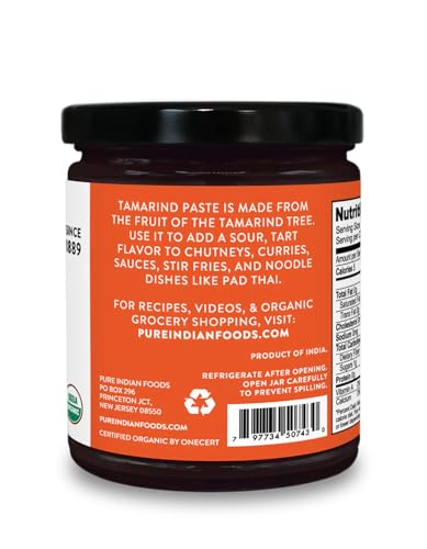 Pure Organic Tamarind Paste Concentrate - Sweet and Sour Sauce for Indian Chutney and Thai curry, Gluten Free, No Sugar Added, Glass Jar (1 PACK)