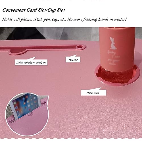 Laptop Bed Desk, Portable Foldable Laptop Bed Table with Storage Drawer and Cup Holder, Foldable Lap Trays for Eating, Writing, Reading and Working (Size: 60×40cm) (Pink