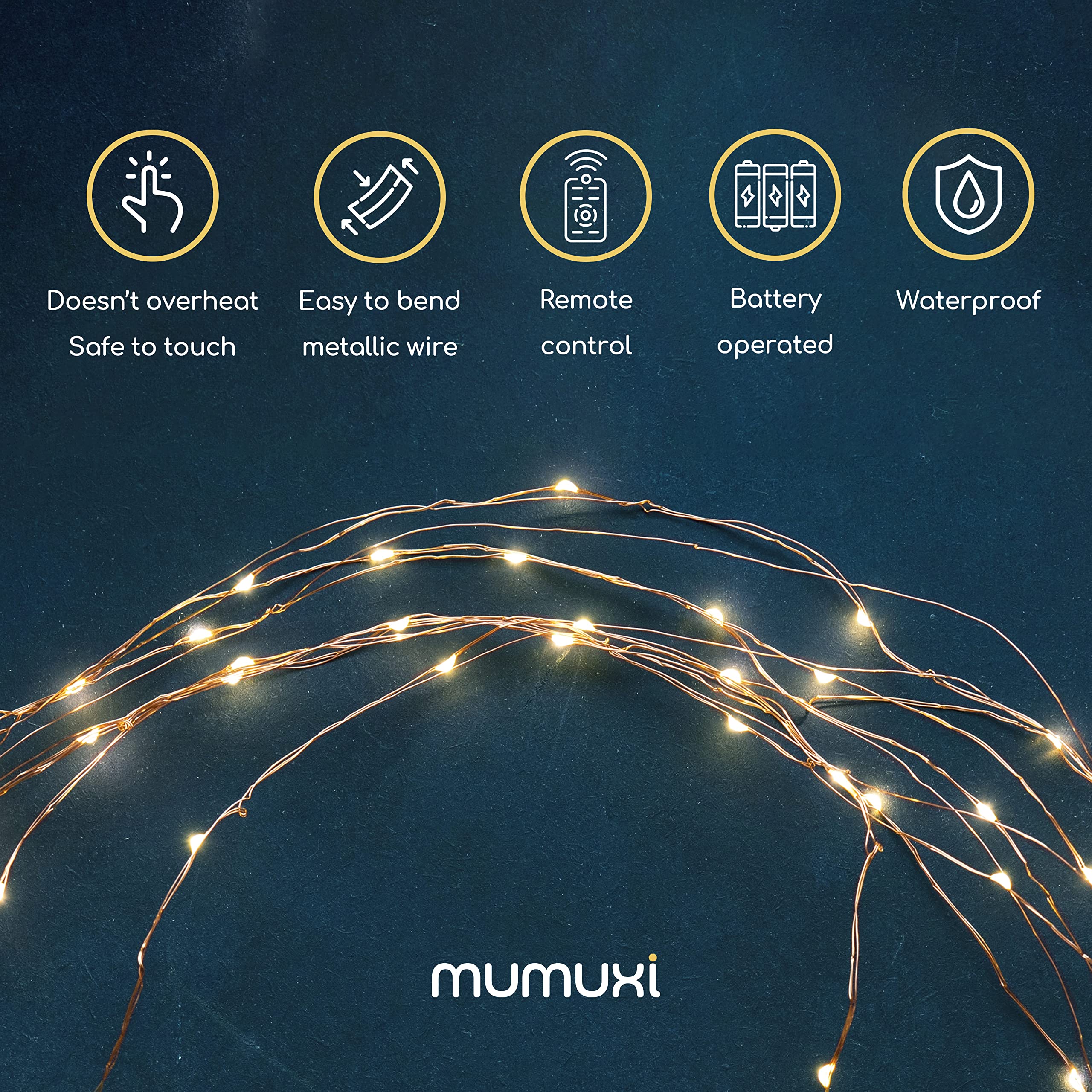 MUMUXI 33ft 100 LED Outdoor Fairy Lights, Timer Battery Operated Twinkle Lights with Remote [2 Pack], Christmas Outdoor String Lights Battery Operated, White Warm Outdoor Twinkle Lights Waterproof