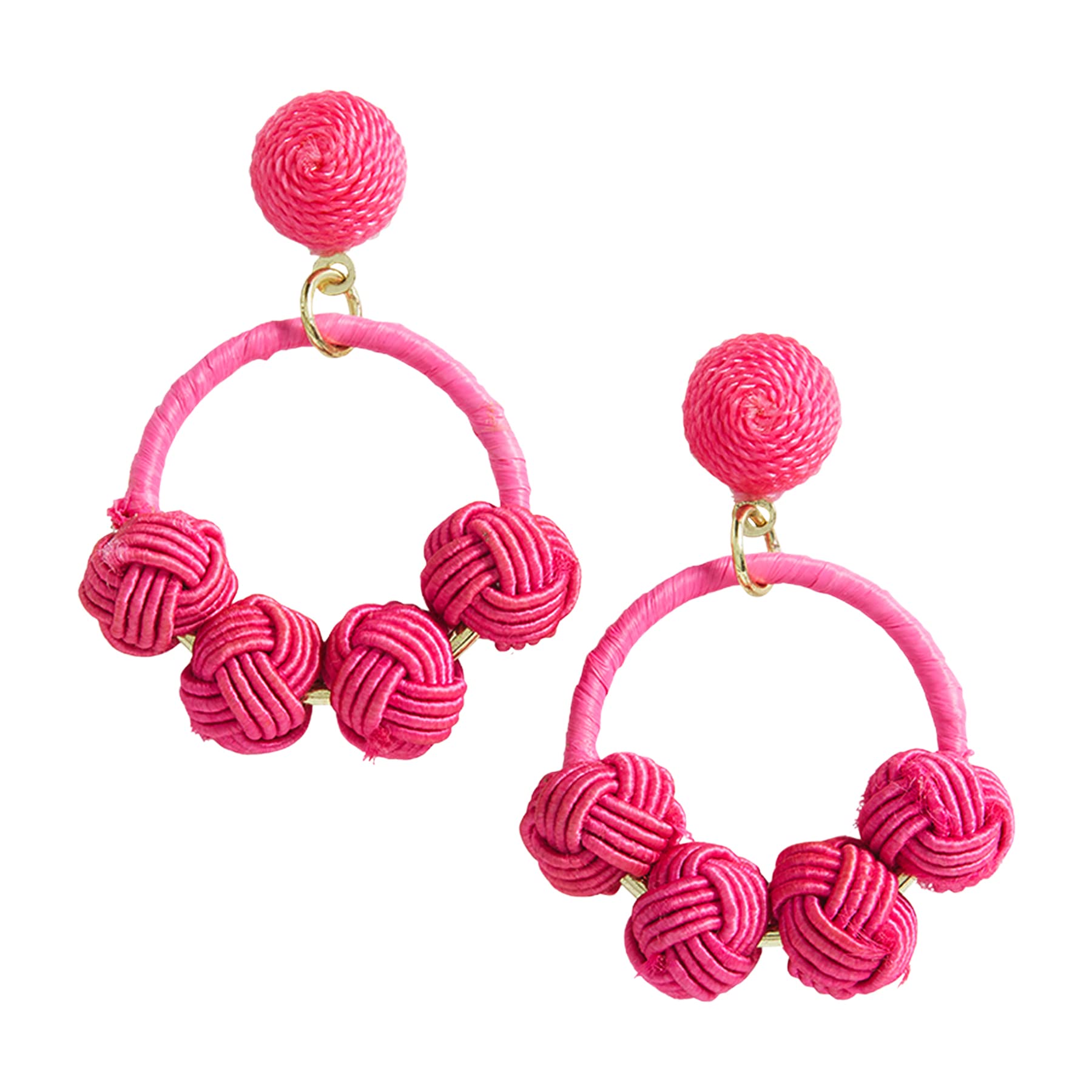 Mud Pie Women's Knotted Hoop Earrings, Pink, One Size