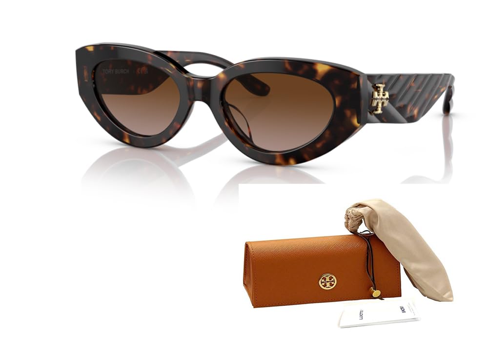 Tory Burch TY7178U 172813 51MM Dark Tortoise/Brown Gradient Cateye Sunglasses for Women + BUNDLE With Designer iWear Complimentary Eyewear Kit