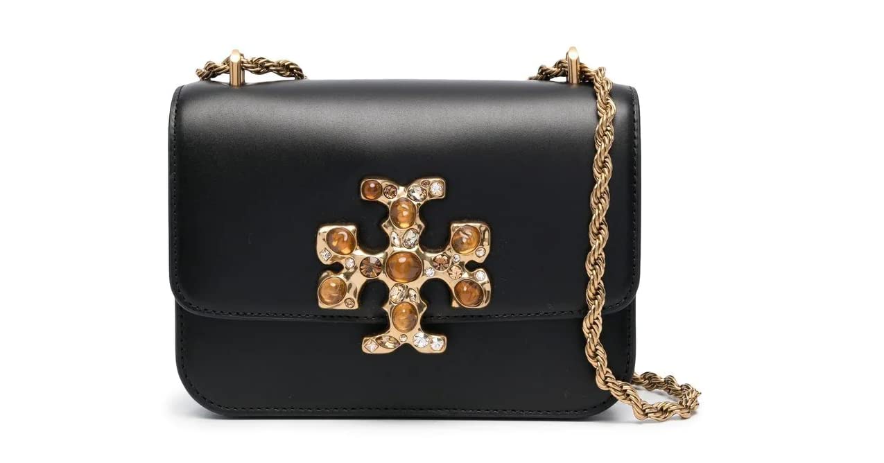 Tory Burch Women's Black Leather Jeweled Small Eleanor Handbag