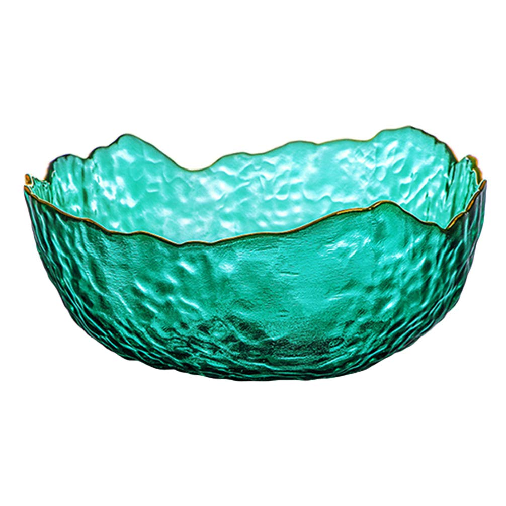 PRETYZOOM Glass Dessert Bowls Salad Bowls Mixing Bowls Noodle Bowls Irregular Shape Serving Bowls for Kitchen Prep Fruit Pasta Popcorn Cereal Snack 13cm ( Green )