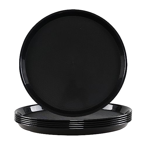 Zopnny 6-Pack Plastic Round Serving Trays, Breakfast Food Serving Trays Set