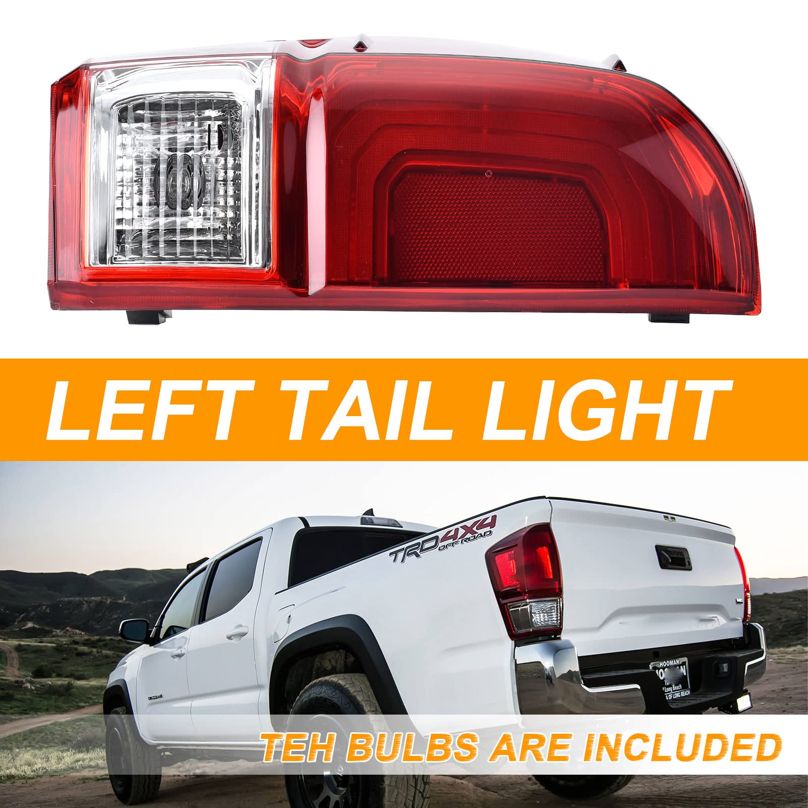 Nakuuly Tail Light Rear Lamp Compatible With 2016-2022 Toyota Tacoma Left Driver Side Taillight Brake Signal Assembly with Bulb # 81560-04170