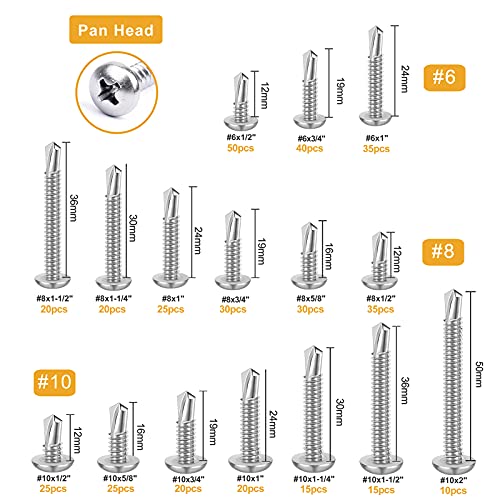 VIGRUE #6#8#10 Self Drilling Screws+#8 Wood Screws