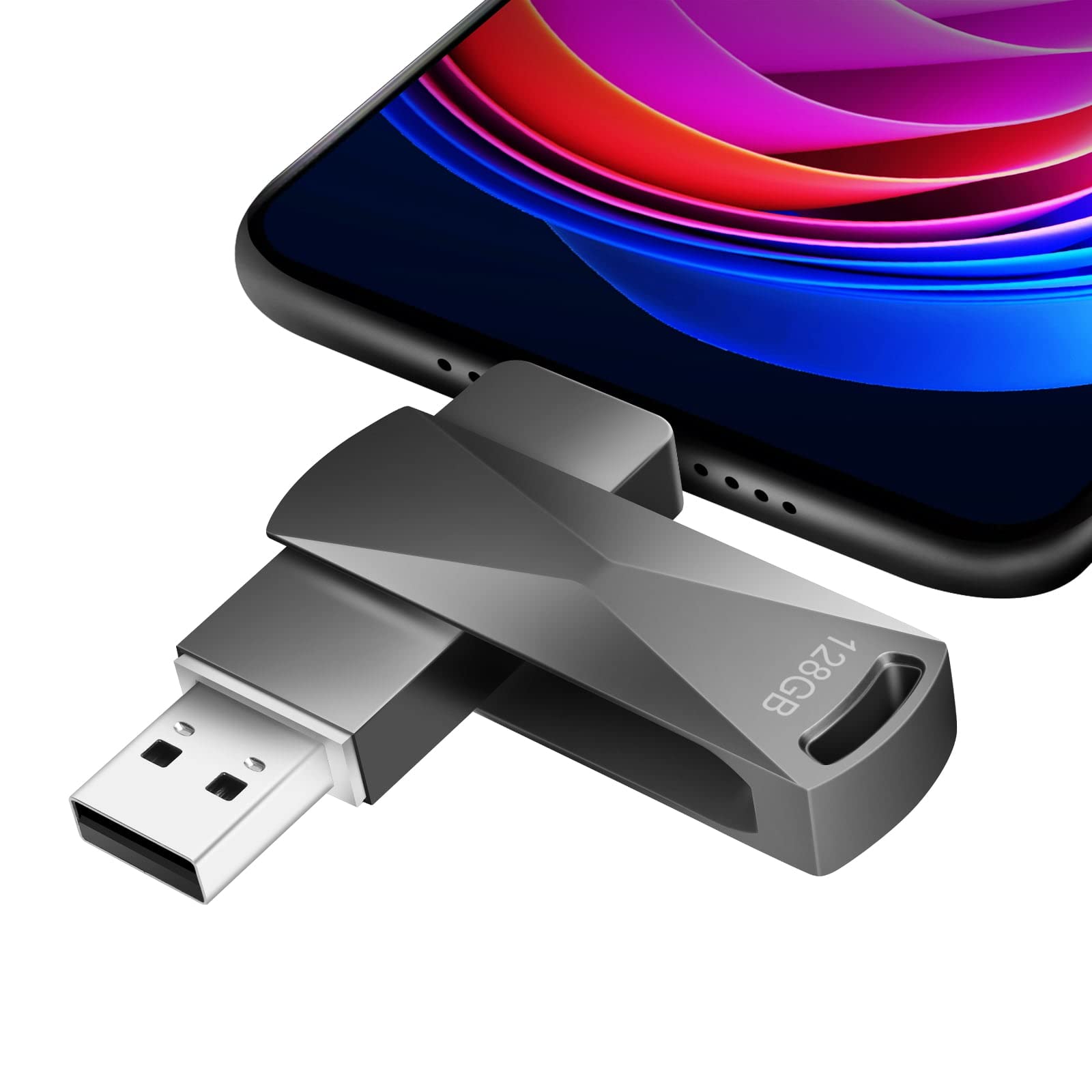 USB C Thumb Drive, Miaguroo 2 in 1 OTG Photo Stick, 128GB Flash Drive, Metal USB C Memory Stick, Waterproof USB Storage Flash Drive, Portable Pendrive for Android Phones, PC, Tablets, Laptops