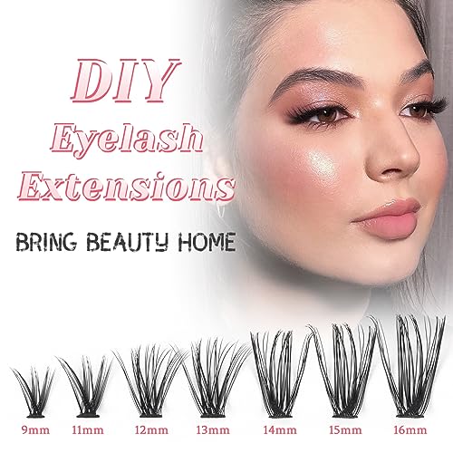 MUROAOCI Lash Clusters, Lash Clusters Diy Eyelash Extensions Individual Lashes, Lash Extension Clusters Wispy Lash Clusters Soft for Personal Makeup Use at Home D curl 8-16mm (280pcs, 30D+40D-0.07D)
