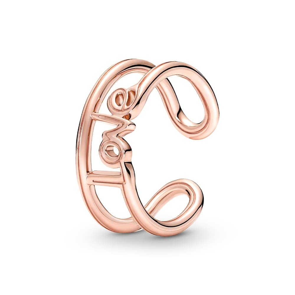 Pandora ME Love Open Ring - Stackable Rose Gold Ring for Women - 14k Rose Gold-Plated Rose - Size 7.5