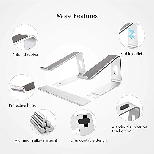 Laptop Stand Holder Computer Riser, Aluminum Cooling Notebook Stand Mount Laptops Elevator for Desk for MacBook Pro Air, Lenovo, HP, Dell, 10-15.6β Laptops - Silver