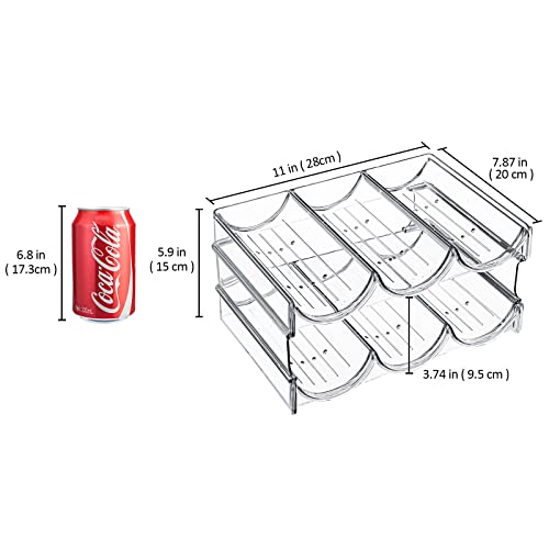 Puricon Stackable Water Bottle Organizer for Cabinet, Clear Bottle Storage Rack Plastic Bottle Holder for Insulated Sports Flask Kids Bottles Travel Mug Tumbler Organizer for Kitchen Pantry -2 Pack