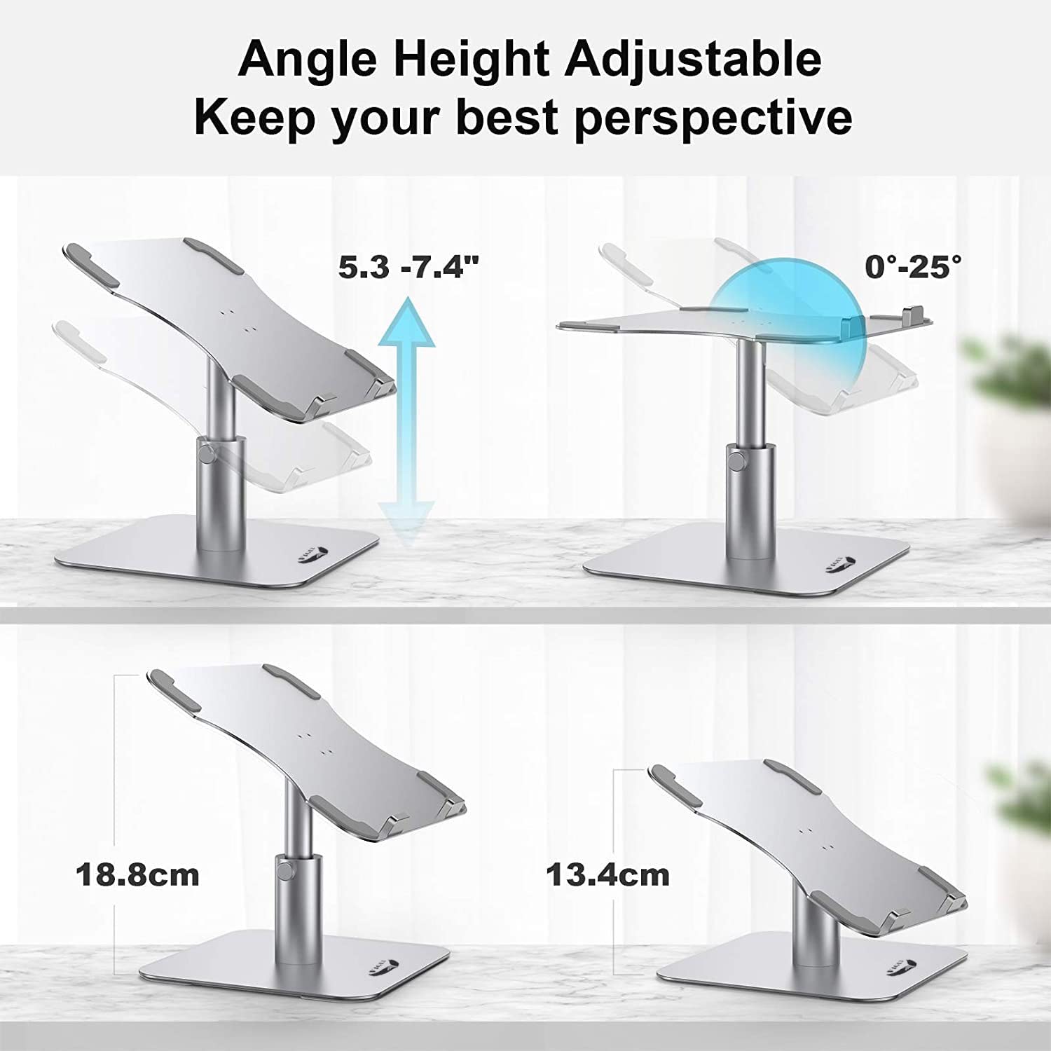 Laptop Stand, Adjustable Laptop Stand Holder for Desk Apple MacBook/Air/Pro/Dell/HP and Lenovo, Laptop Riser with 360°Rotation Multi-Angle Height Adjustable Computer Stand for More Notebooks 10-17"