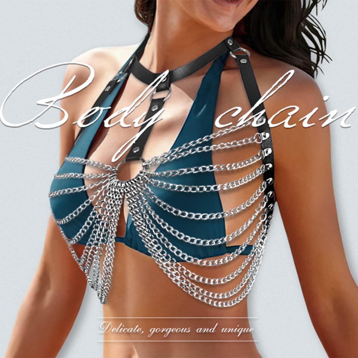 Punk Leather Body Chains Harness for women Goth Accessories Black Chest Harness Adjustable Party Body Accessories