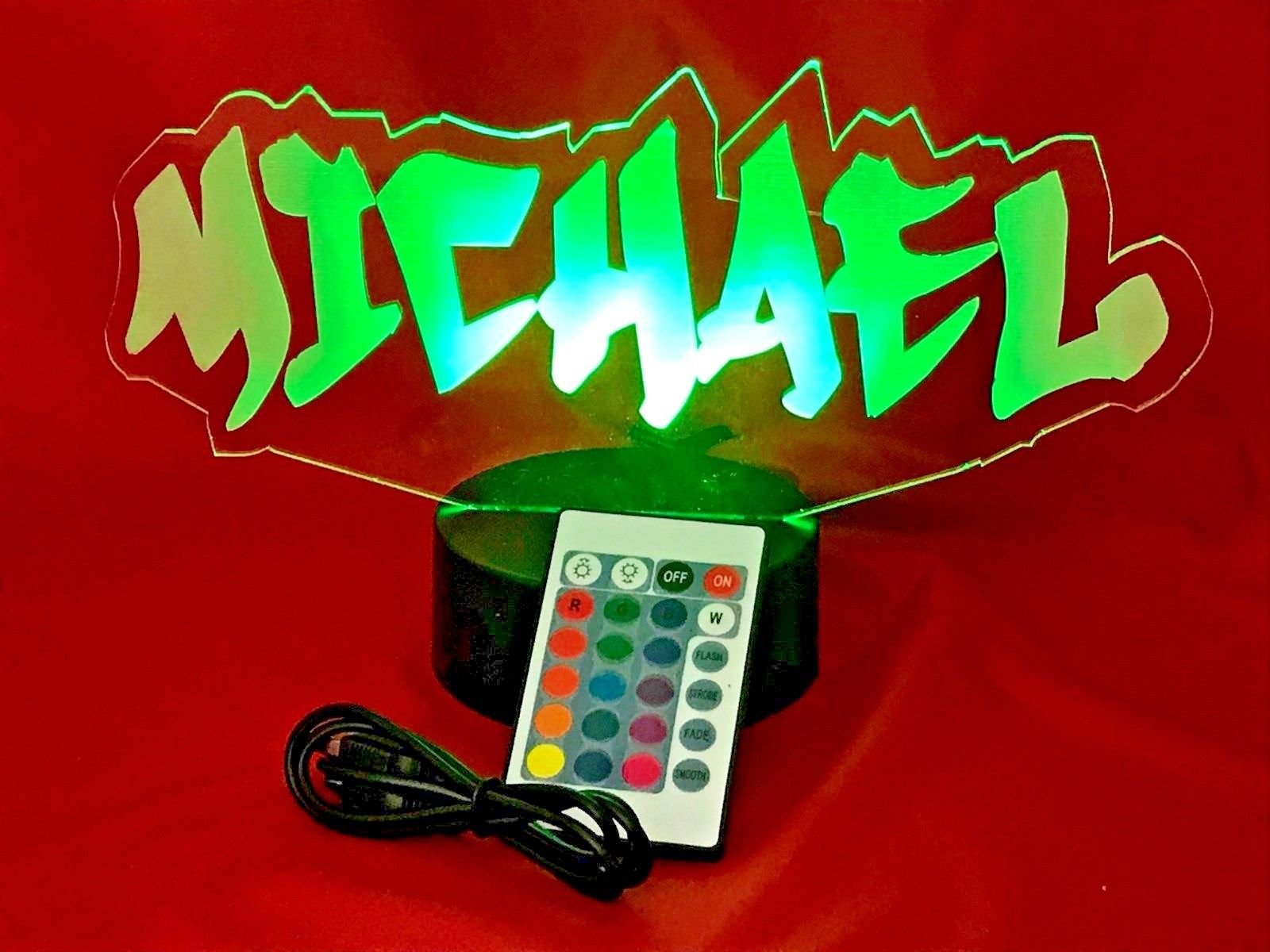 Name Light Up Lamp Any Name Shape Lamp LED Personalized Create Your Own Name In Graffiti Table Lamp LED, Our Newest Feature - It's WOW, With Remote 16 Color Options, Dimmer, Free Engraving, Great Gift