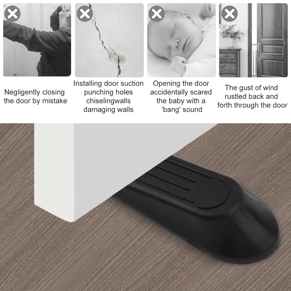 LOQJSS Soft Close Wedge, 5pcs Door Stoppers Rubber Stoppers Wedge for Carpet Heavy Duty Door, Bottom of on Tile(Black)