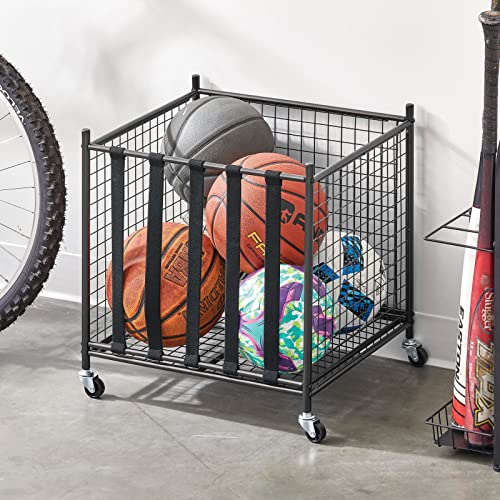 mDesign Alloy Steel Storage Rack, 19.75in x 18.25in x 20.5in, Black