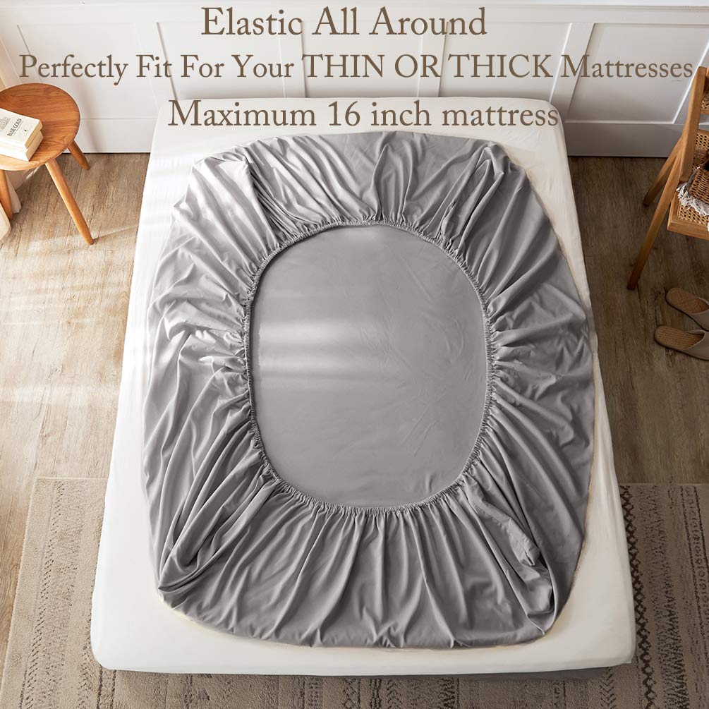 LBRO2M Bed Sheets Set Full Size 6 Piece 16 Inches Deep Pocket 1800 Thread Count 100% Microfiber Sheet,Bedding Super Soft Comfortable, Cool Warm,(Grey)