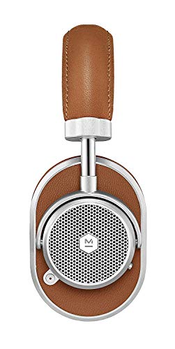 Master & Dynamic MW65 Active Noise-Cancelling (Anc) Wireless Headphones β Bluetooth Over-Ear Headphones with Mic, Silver Metal/ Brown Leather