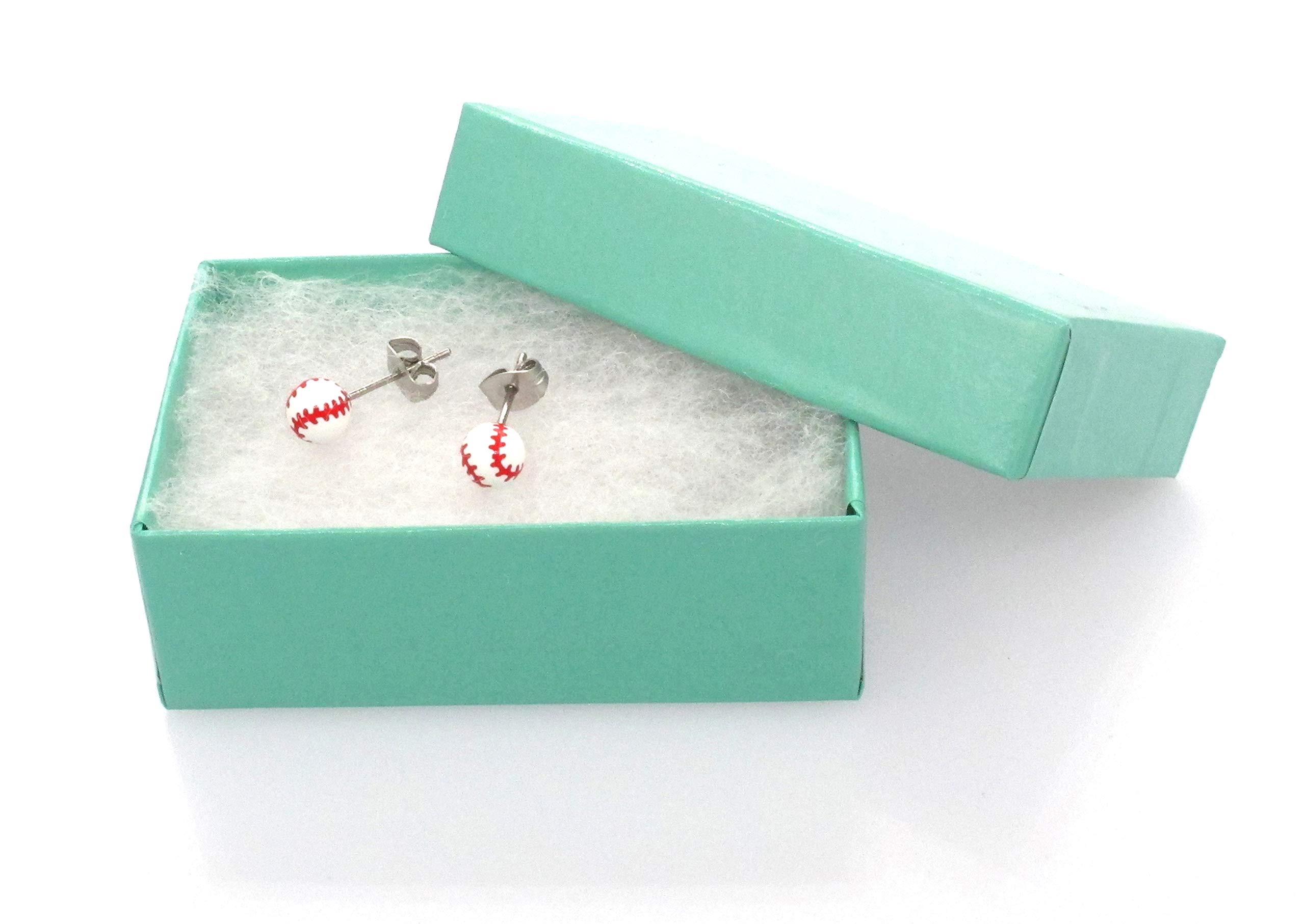 KIWI DAISY Stainless Steel Post Earrings (6mm Ball Size) (Baseball)