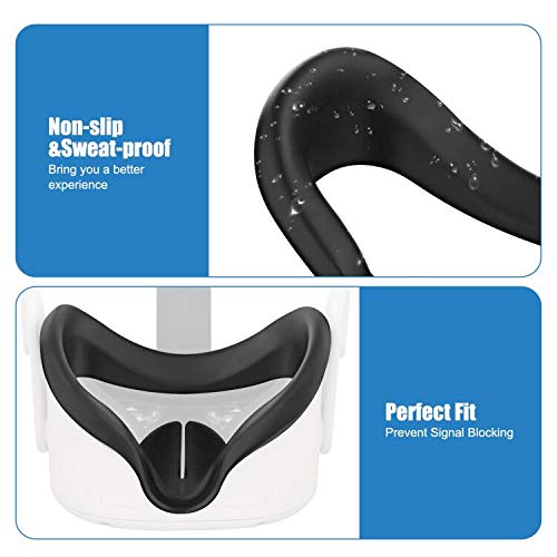 MASiKEN Controller Grips Cover with Face Cover for Meta Oculus Quest 2, Anti-Throw Grips Spike Cover with Adjustable Wrist Strap and Sweatproof Silicone Face Pad, Quest 2 Accessories Kit (Black)