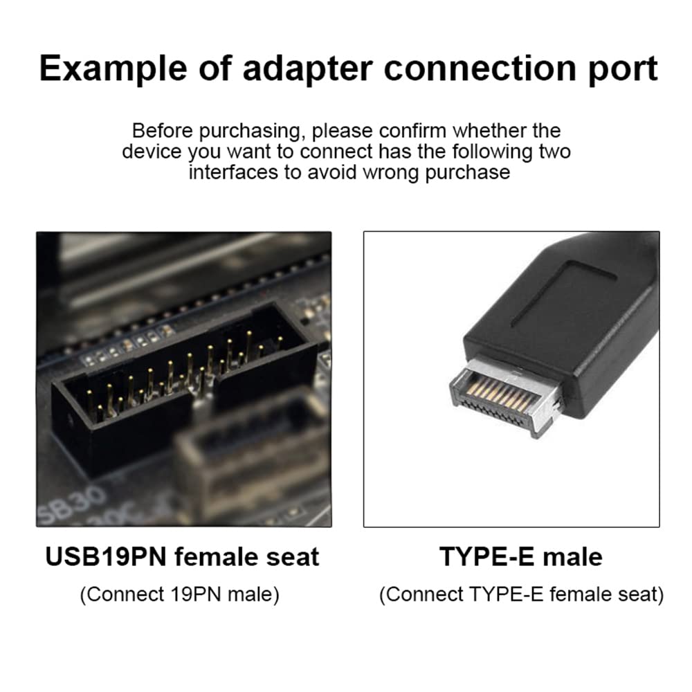 USB Front Panel Adapter, Vertical USB C Header Adapter, USB 3.1 Front Panel Socket Type-E Key-A to USB 3.0 20Pin Header Converter for USB Type C Motherboard