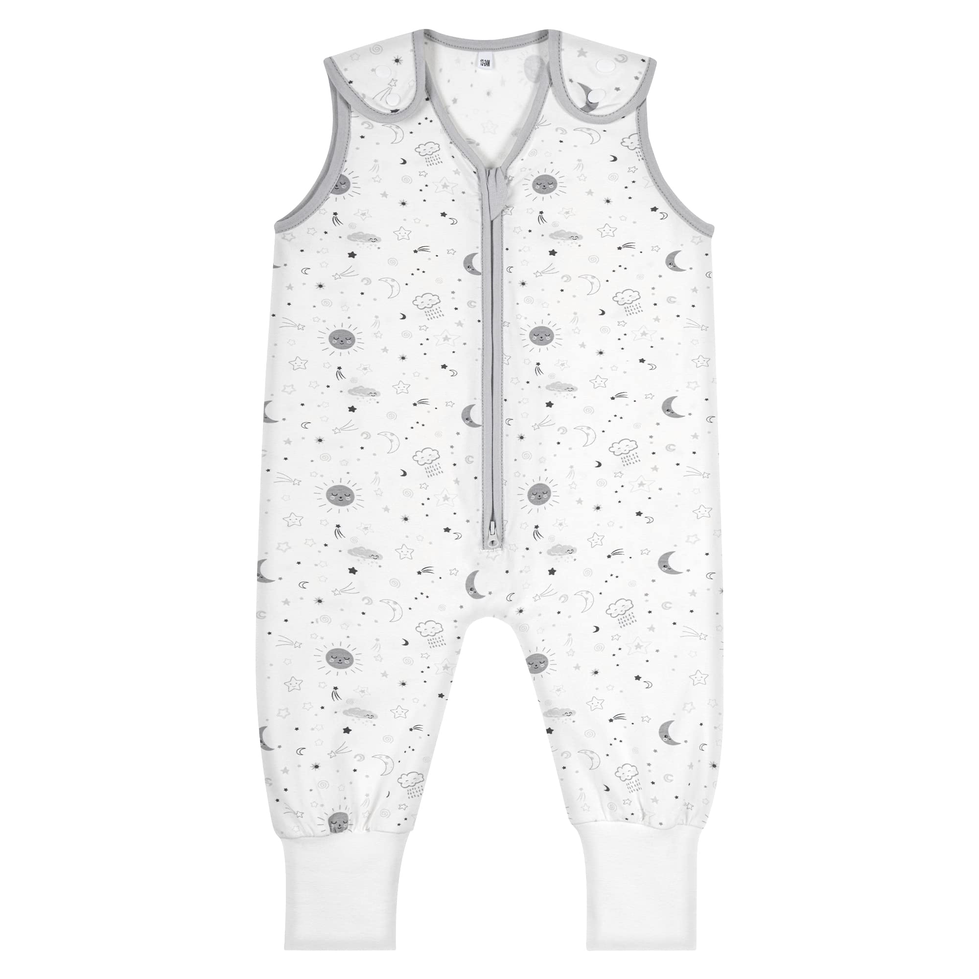 TILLYOU Toddler Sleeping Bag - 100% Cotton Toddler Wearable Blanket Sleep Sack Sleeveless Sleeping Bag TOG 0.5,Small Sun,2T