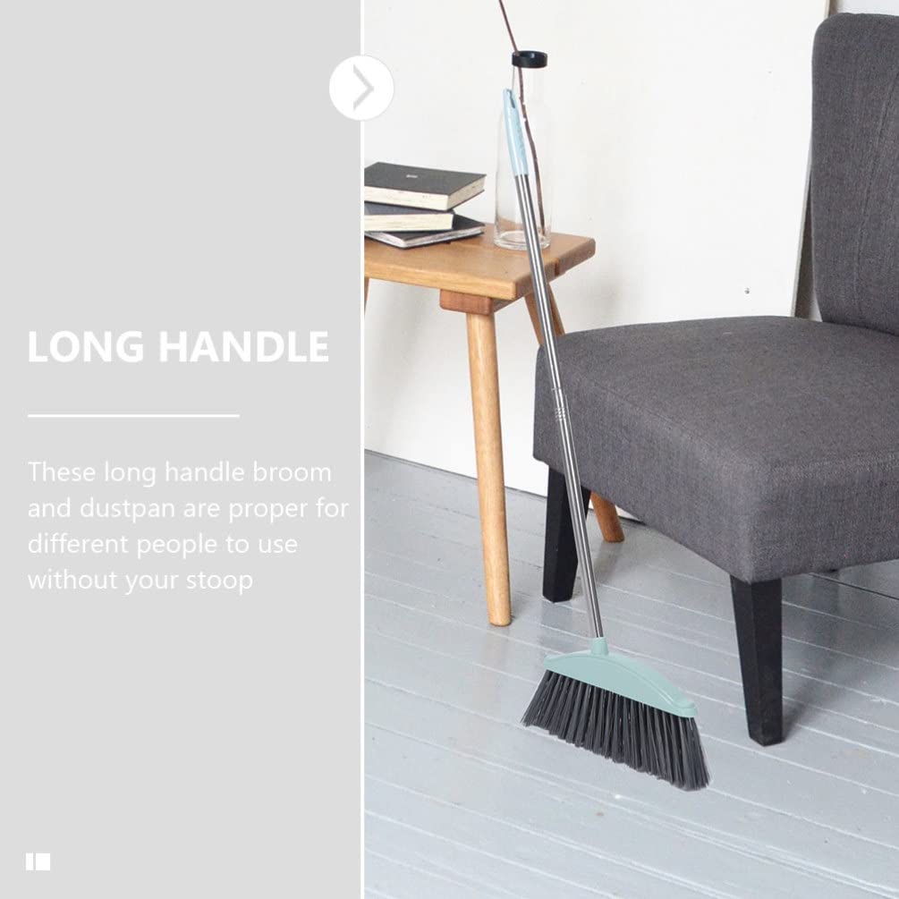 ULTECHNOVO 1 Set Garbage Shovel Cleaning Scraper Long Handle Broom Floor Sweeping Broom Long Handle Dust Pan Broom and Dust Pan Ladlebroom Home Stainless Steel Office Dustpan Indoor
