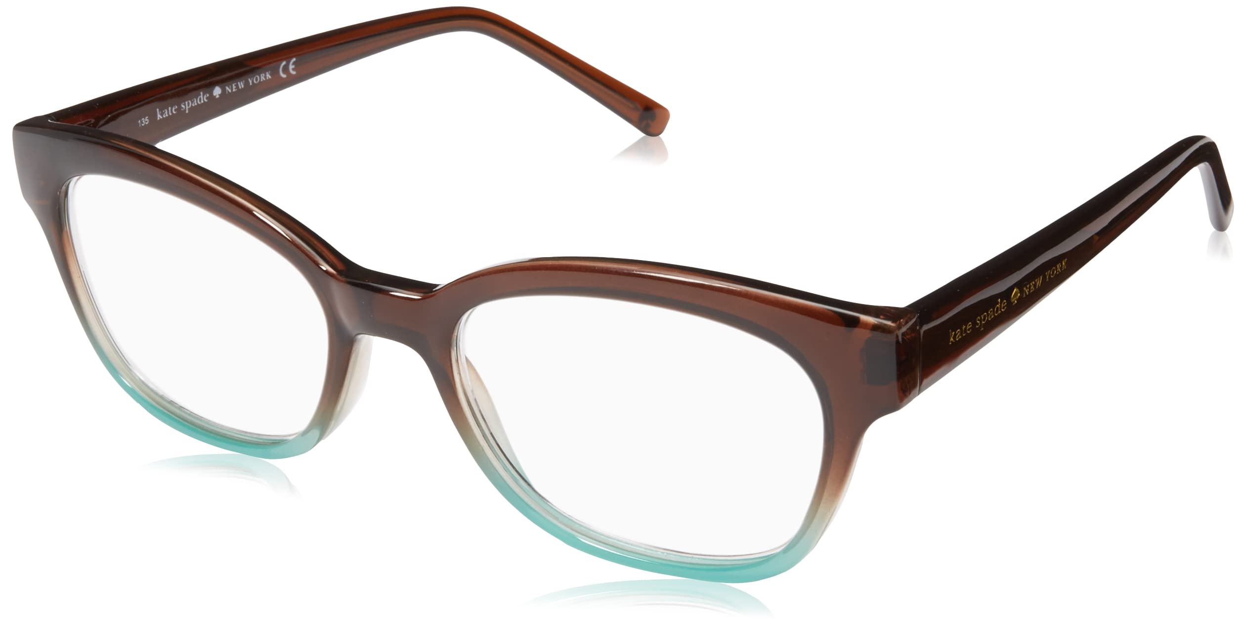 Kate Spade New York Women's Amilia Rectangular Reading Glasses, Brown & Blue Fade, 50 mm + 1.5