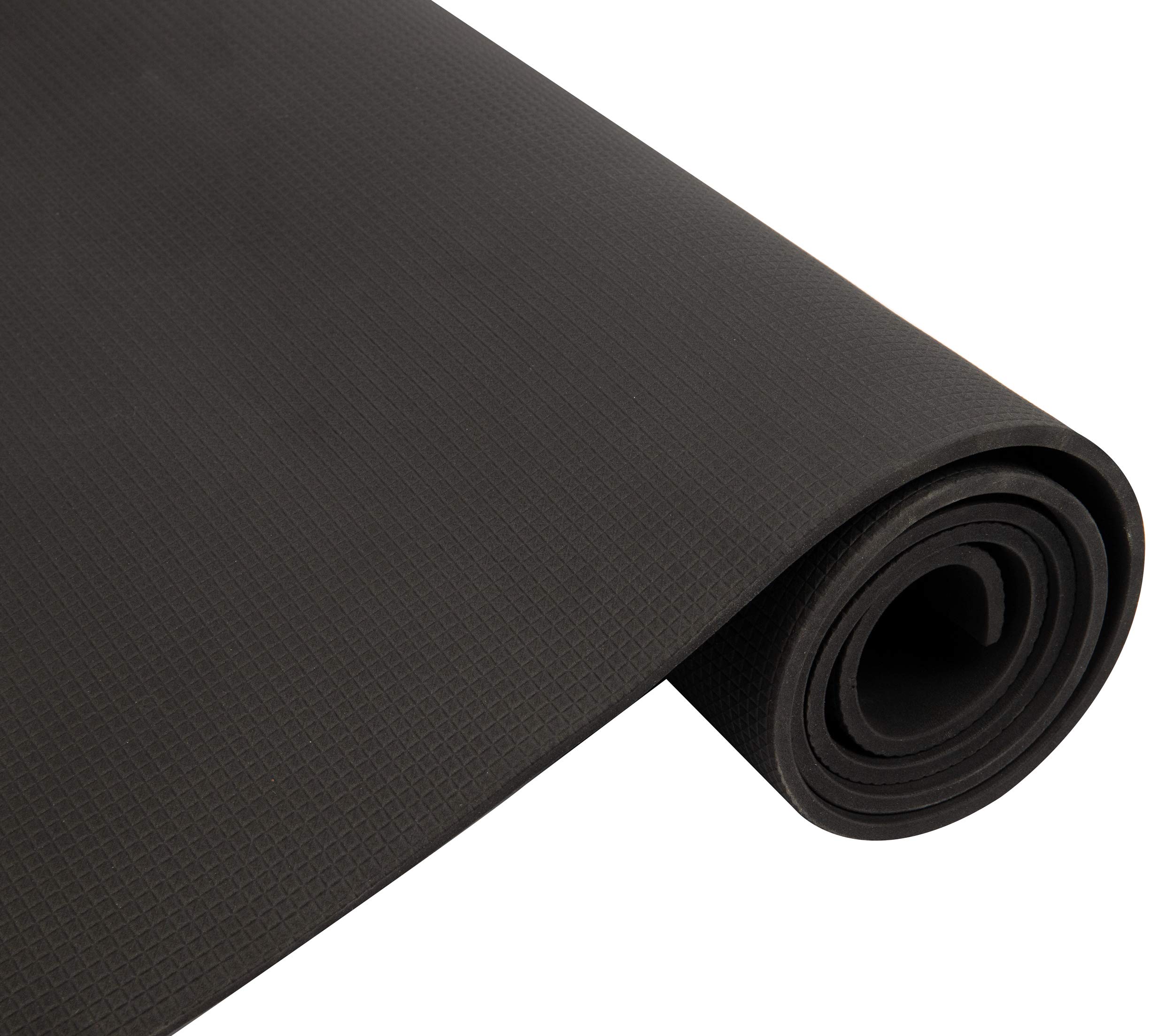 Mind Reader High-Density Fitness Mat, Yoga Exercise Floor Covering, Home Workout Portable Padding, 68 inches Wide, EVA Foam, Black
